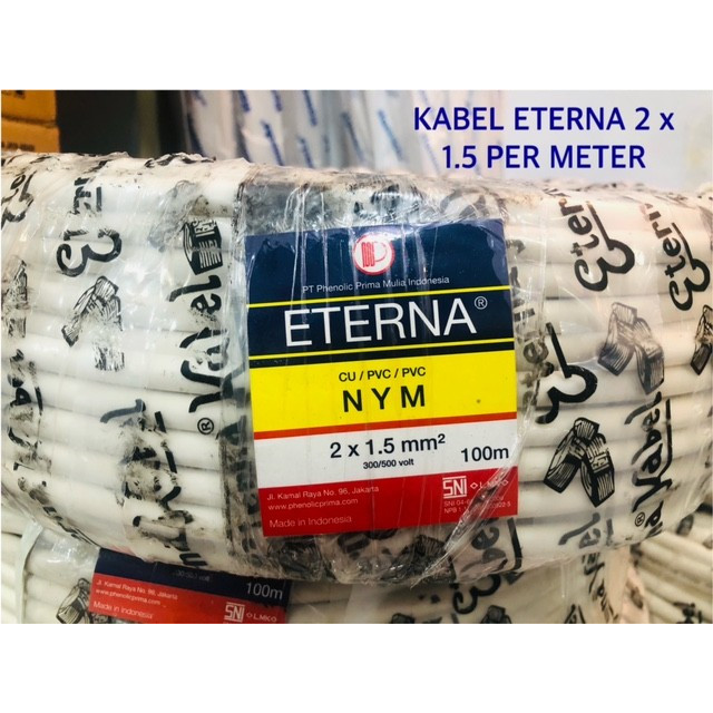 Jual ETERNA KABEL NYM 2x1,5 KAWAT TUNGGAL 2x1.5 Jual Per Meter Eceran Meteran | Shopee Indonesia