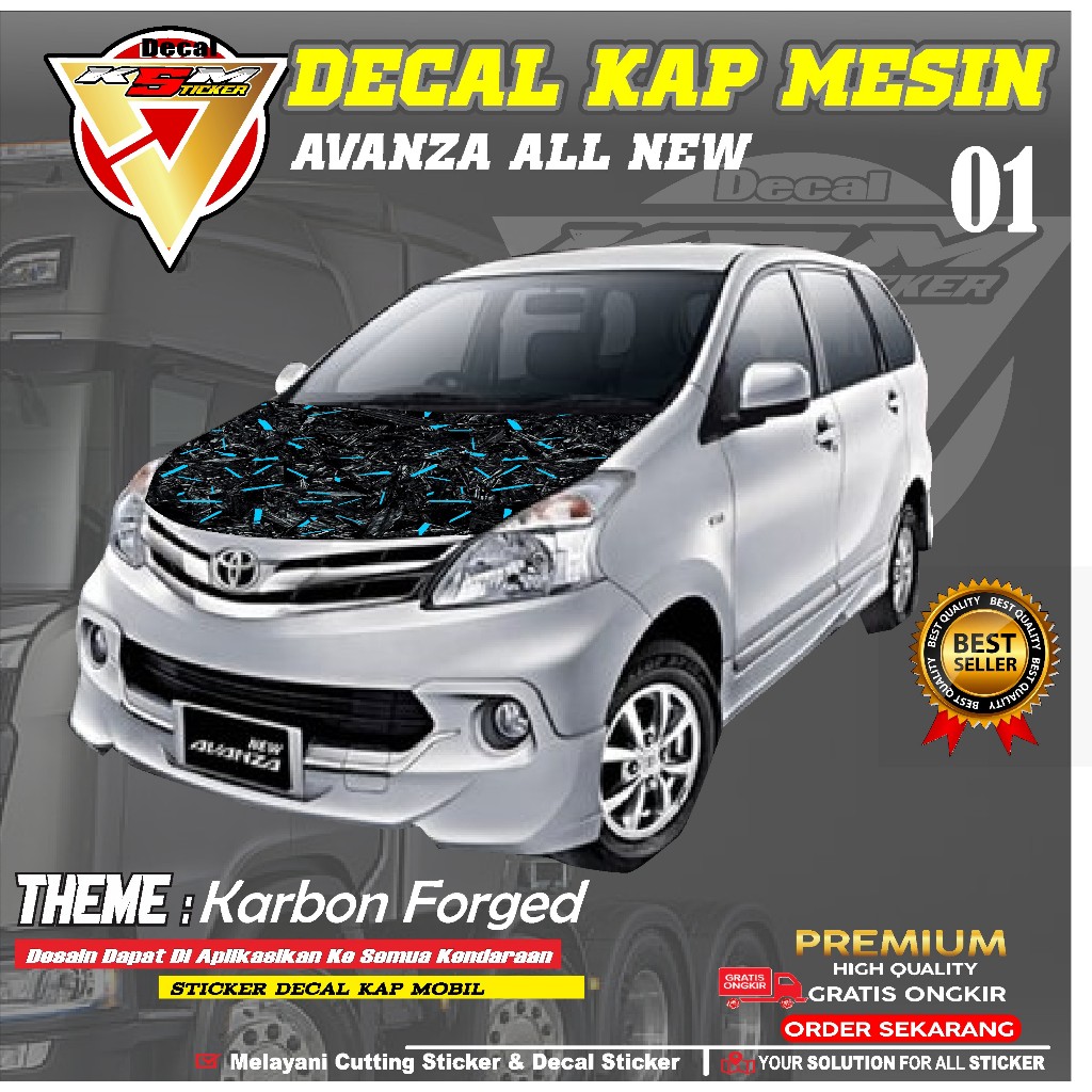 Jual STICKER DECAL KAP MESIN MOBIL AVANZA OLD /VELOS MOTIF KARBON ...