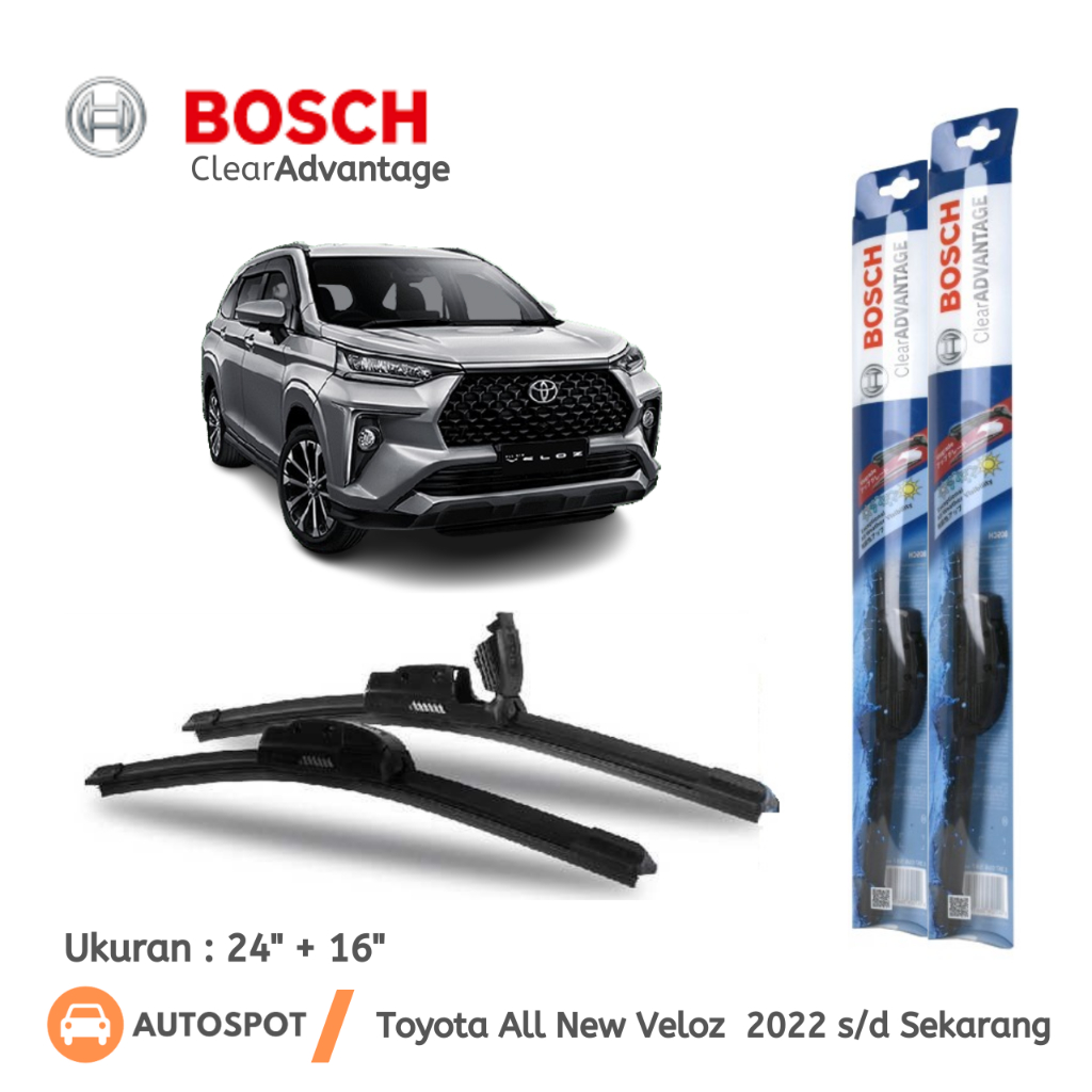 Jual Wiper Depan Frameless Mobil Toyota All New Veloz 2022-On Sepasang Bosch Clear Advantage ...