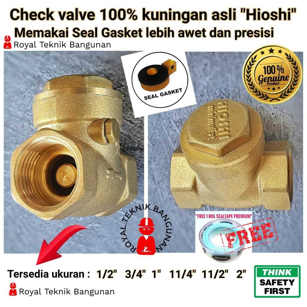 Jual Check Valve Kuningan 1/2" 3/4" 1" 11/4" 11/2" 2" inch / Tusen Klep ...
