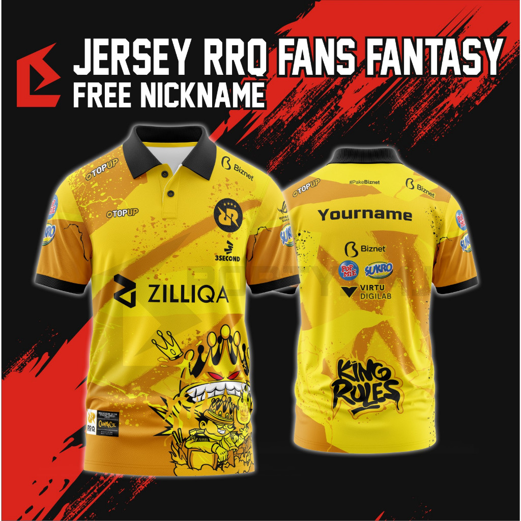 Jual Jersey Kaos RRQ FANS FANTASY 2024 , FREE NICKNAME | Shopee Indonesia