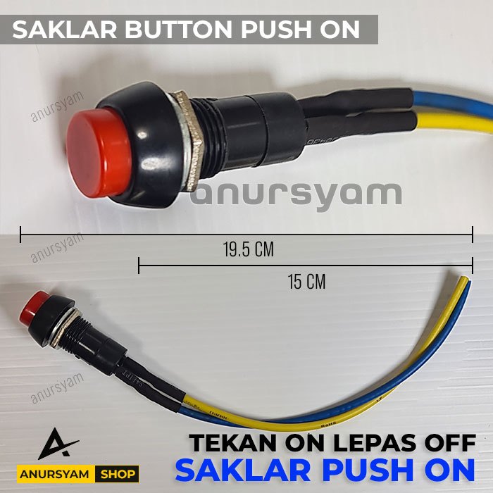 Jual Saklar Push ON Bulat Plus Kabel PBS11B / Saklar Reset / Switch ON ...