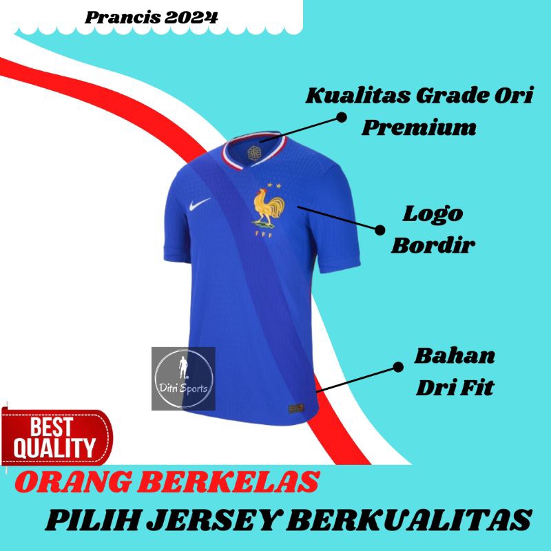 Jual Jersey Prancis Home Piala Eropa 2024 Baju Sepak Bola Mbappe Grade ...