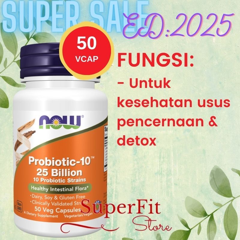 Jual Now Foods Probiotic 10 25 Billion 50 Veg Caps - Untuk pencernaan ...