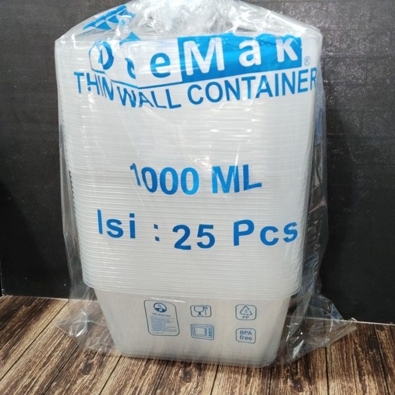 Jual THINWALL DM 1000 ML REC ISI 25 PCS | Shopee Indonesia
