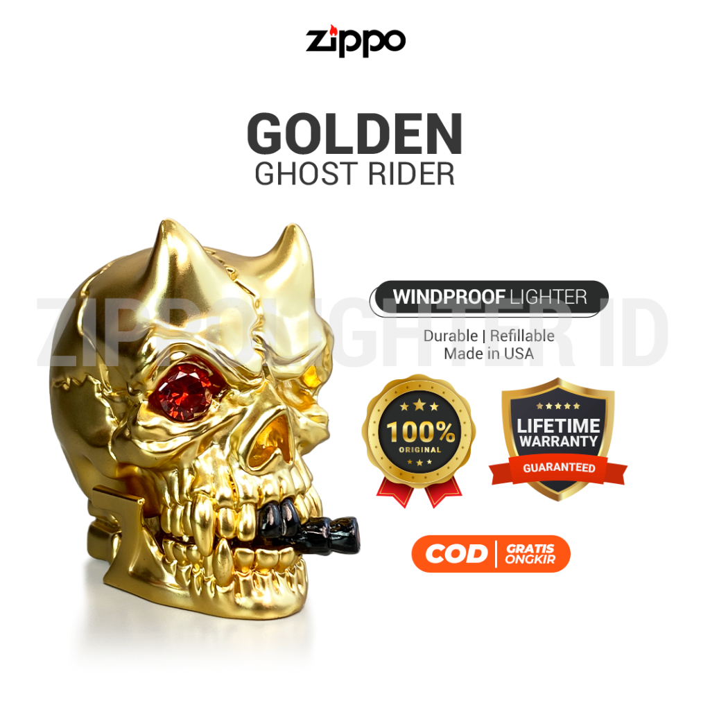 Jual Korek Api Zippo Golden Ghost Rider | Shopee Indonesia
