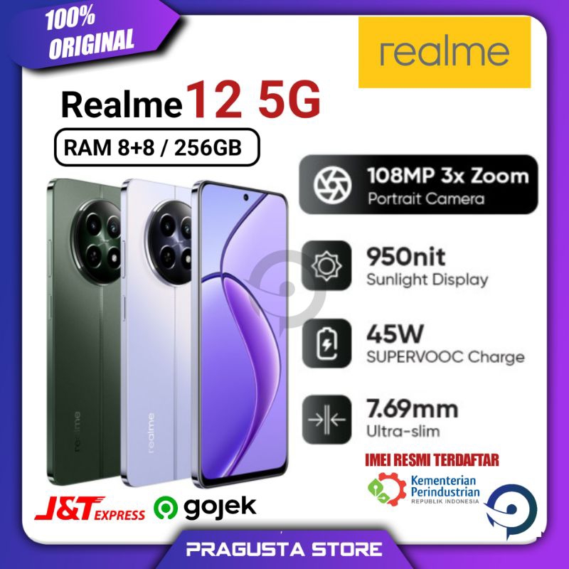 Jual REALME 12 5G 8/256 GB Original 100% Garansi Resmi Realme Indonesia | Shopee Indonesia