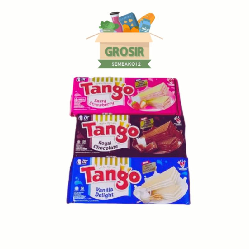 Jual wafer tango 110 gram rasa coklat strawberry vanila | Shopee Indonesia