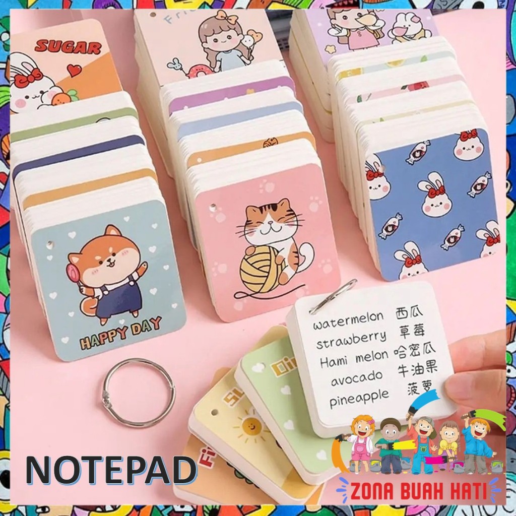 Jual ZBH Notebook Ring Mini Isi 80 Lembar Buku Note Gantung Karakter ...