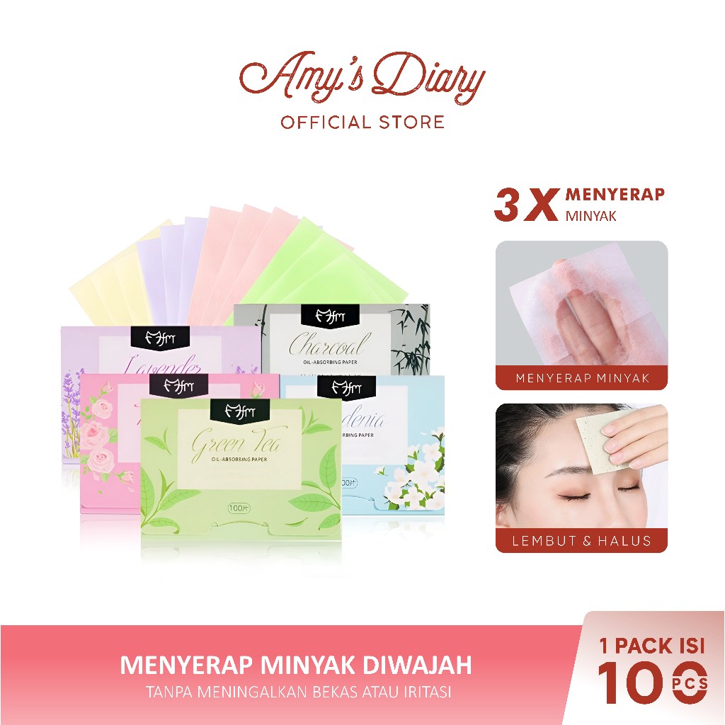Jual Amy's Diary Kertas Wajah Oil Control Ekstrak Green Tea , Mint , Rose | Shopee Indonesia