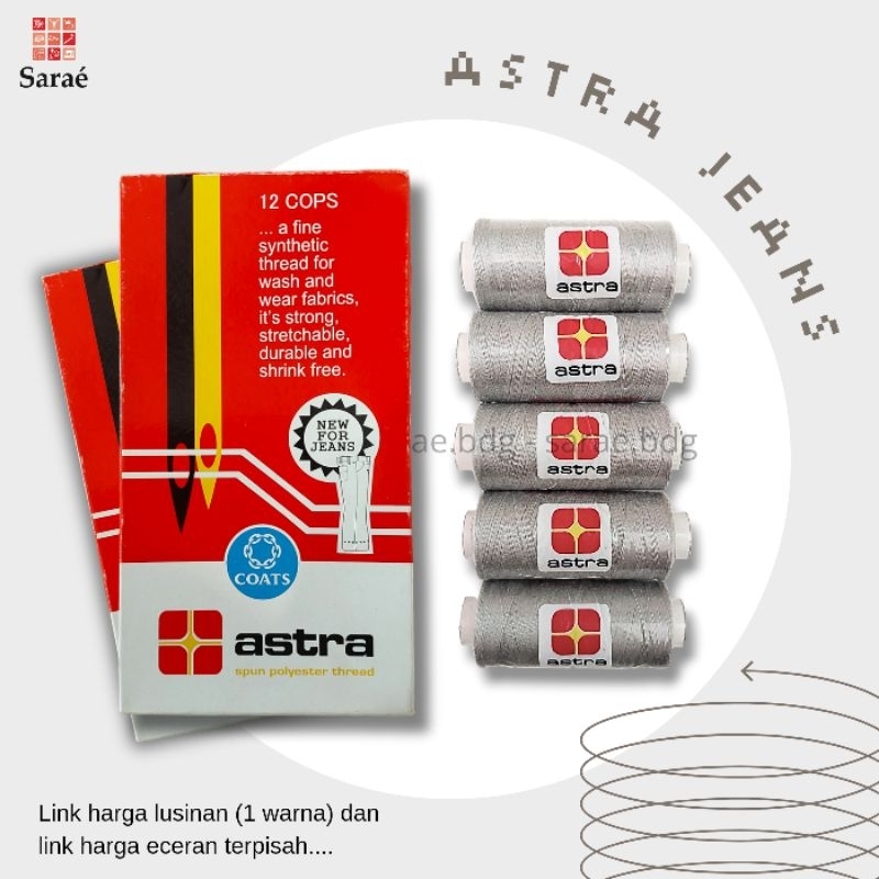 Jual Benang Jahit Astra Jeans/Benang Jahit Katun Jeans (Eceran ...
