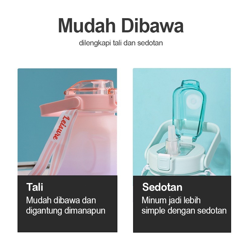 Jual LOVE Botol Minum Viral Mini 1.3L Plus Tali Dan Stiker 2D Botol ...