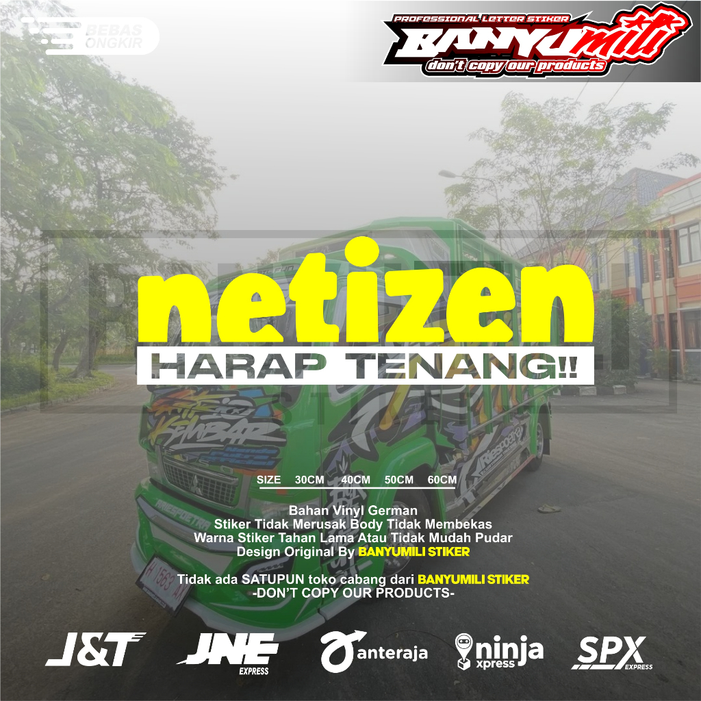 Jual Stiker truk netizen harap tenang cutting sticker variasi kaca ...