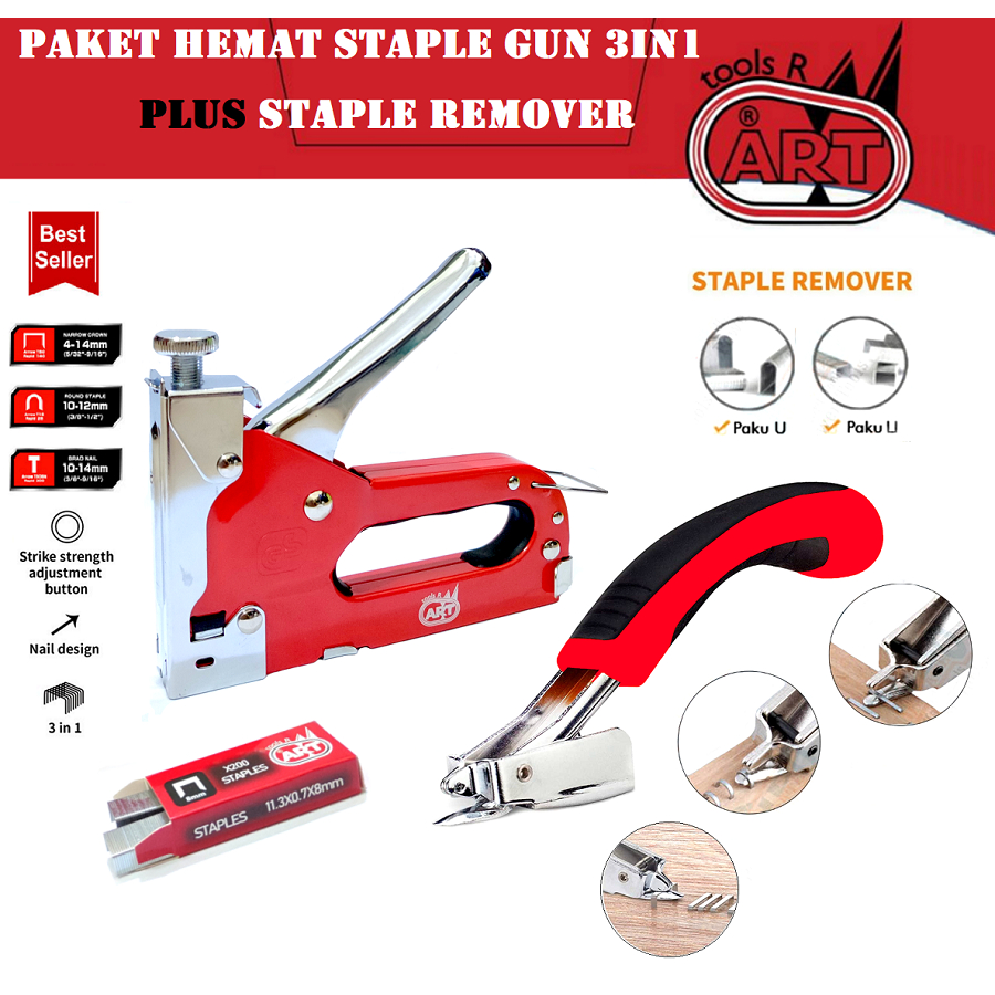 Jual PAKET HEMAT Staples Tembak 3in1 4 -14mm Staple Gun Hakter PLUS ...