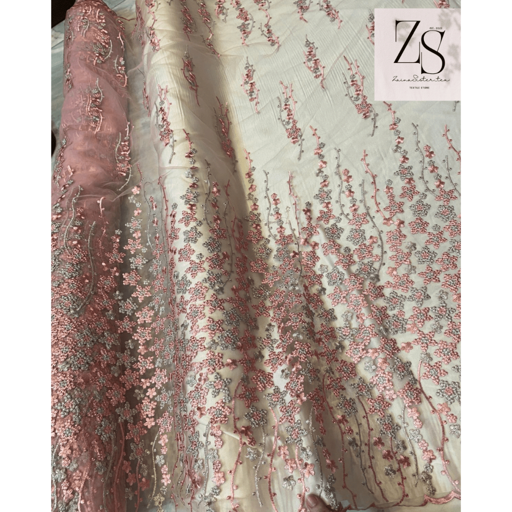 Jual Kain Brokat Tile Embroidery 2 Tone Mewah Daisy Series Harga ...
