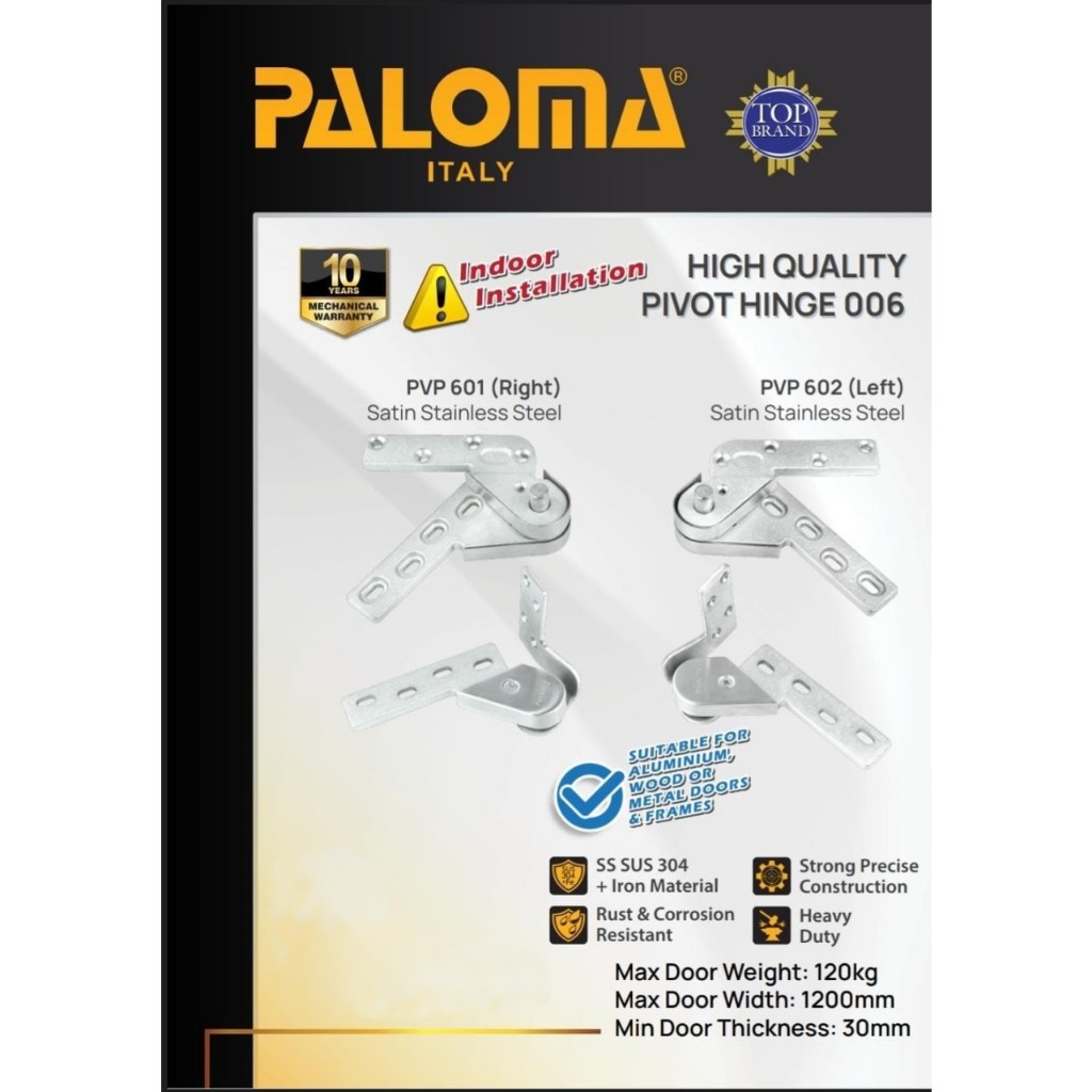 Jual Engsel Pintu PIVOT Tanam Hinge Offset Kanan PALOMA PVP 601 SUS 304 ...