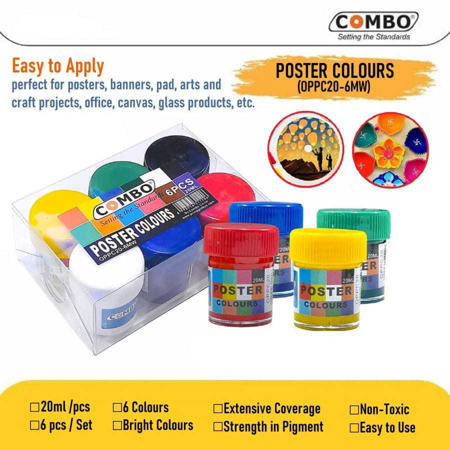 Jual Poster Colour 6 Warna / Cat Poster 20ml Combo - 6 pcs (MIX ...
