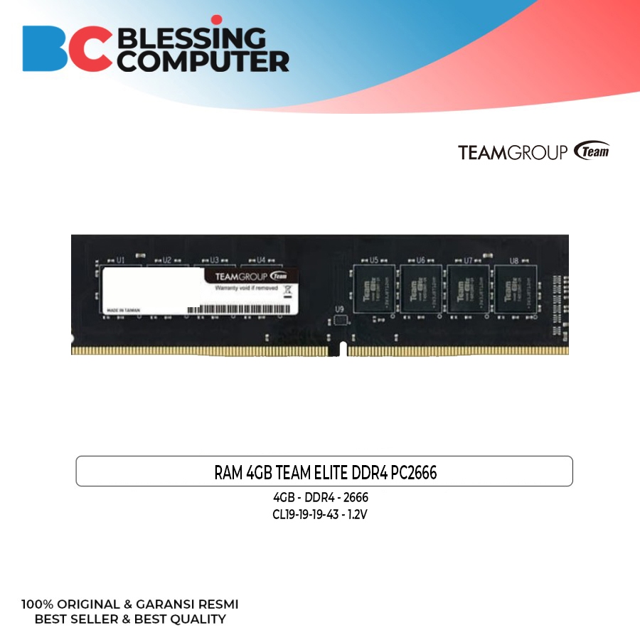Jual RAM 4GB TEAM ELITE DDR4 PC2666 CL19 1.2V TED44G2666C19BK | Shopee ...