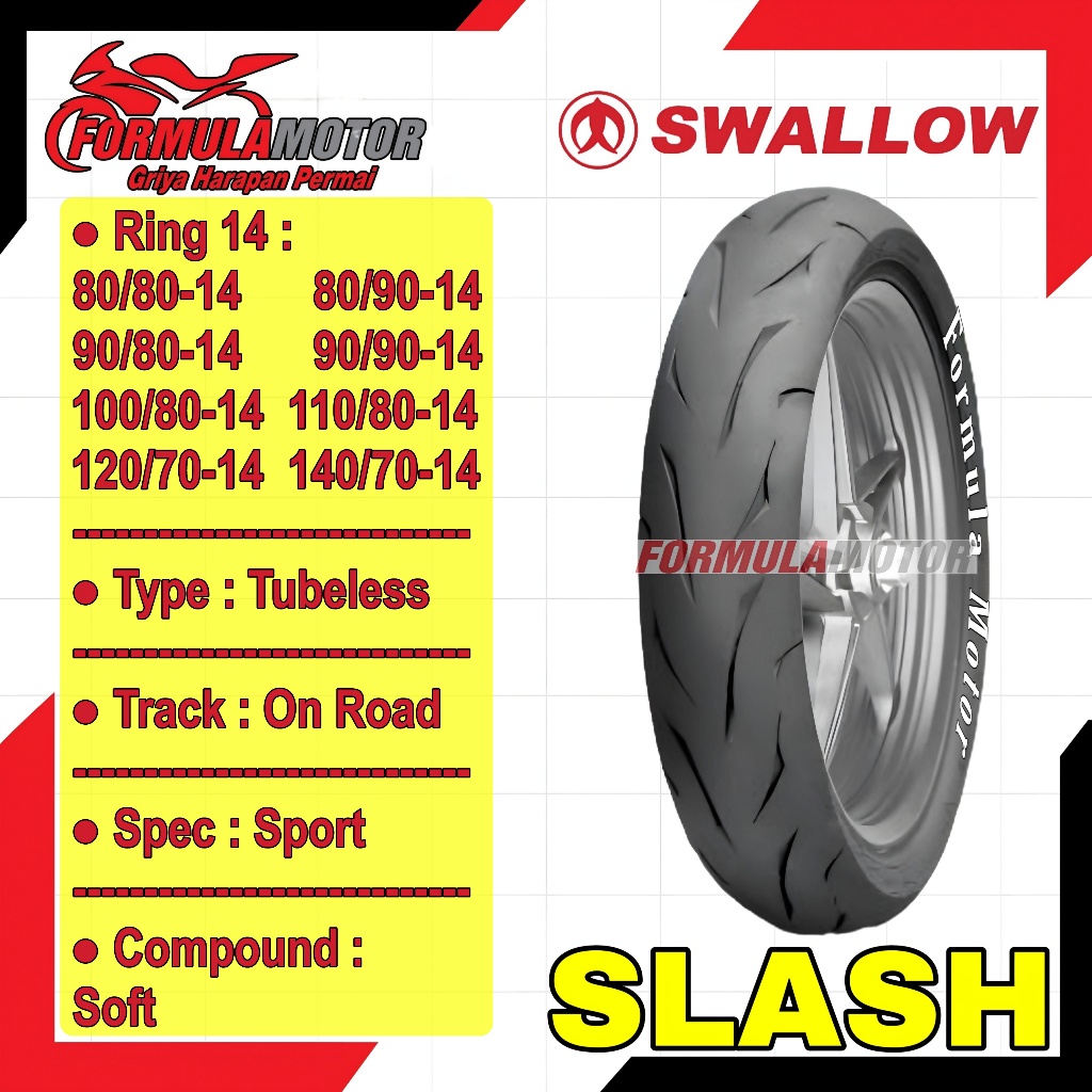 Jual Swallow Slash Ring 14 Tubeless All Size (Profil Donat Soft ...