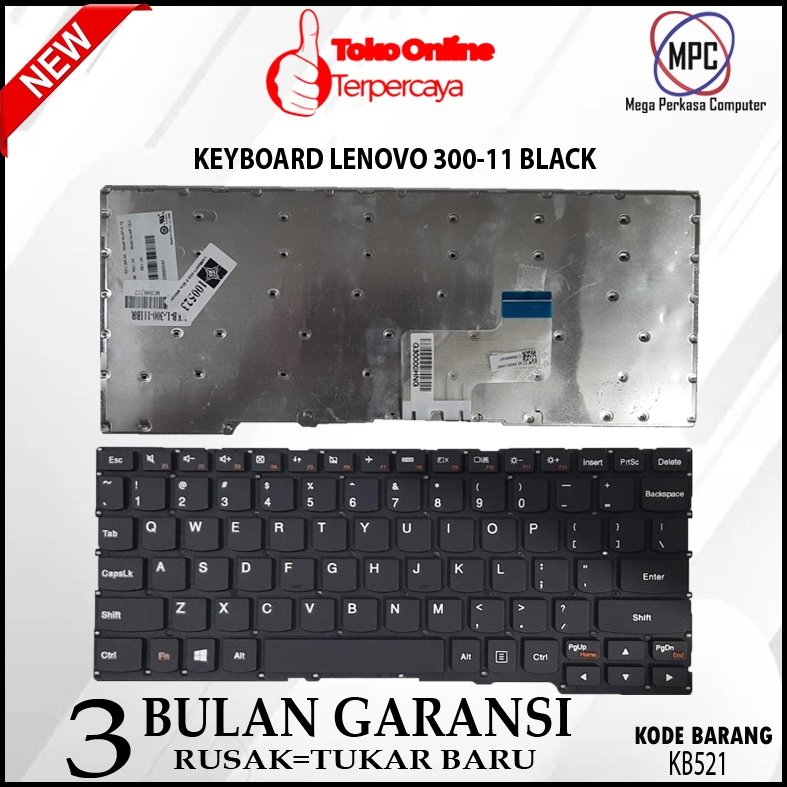 Jual Keyboard Laptop Lenovo Ideapad 300S 300-11ISK 300-11IBR Black ...