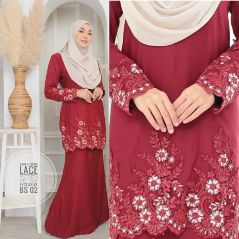 Jual BAJU KURUNG LACE MODEN SB LINE SULAM EXCLUSIVE IMPORT MALAYSIA ...