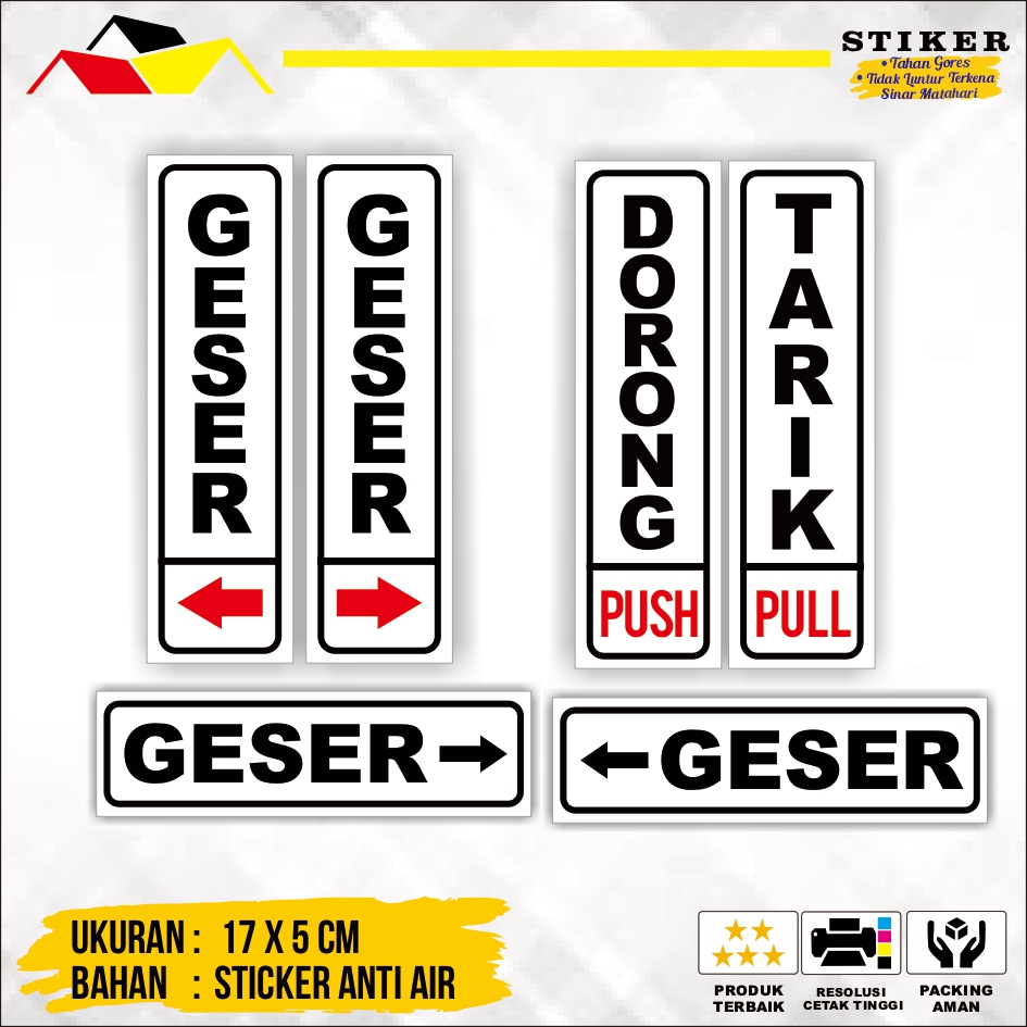 Jual STIKER SIGN DORONG TARIK PINTU - DOOR SIGN PULL PUSH - TARIK ...