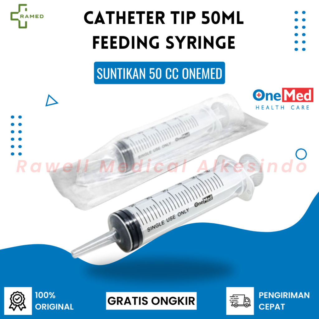 Jual Feeding Syringe 50cc Catheter Tip Onemed / Suntikan 50 ml / Spuit ...
