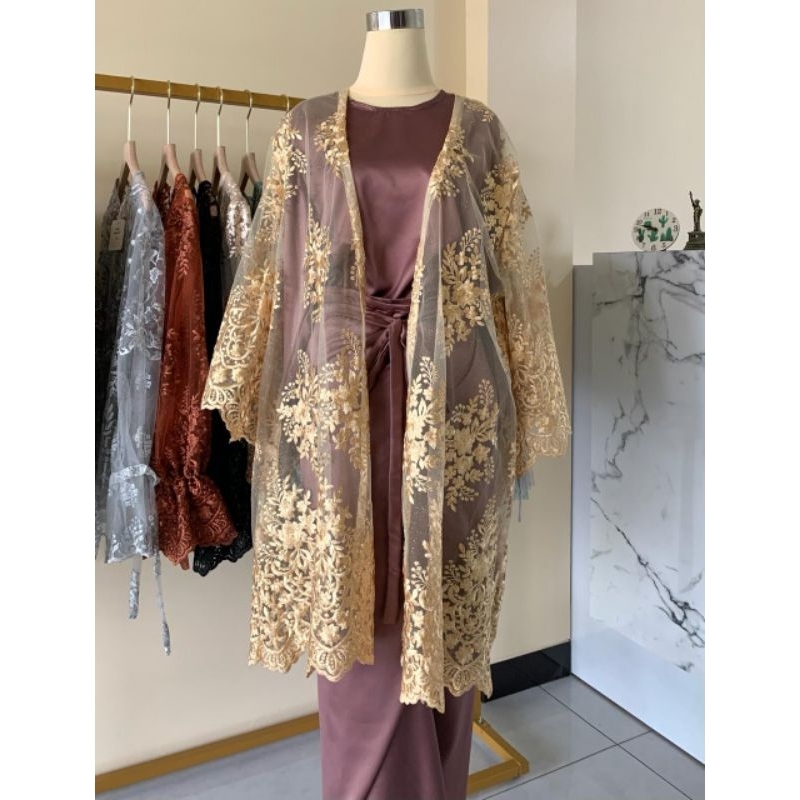 Jual Long outer brokat lux Gold Big Size Ajmala | Shopee Indonesia