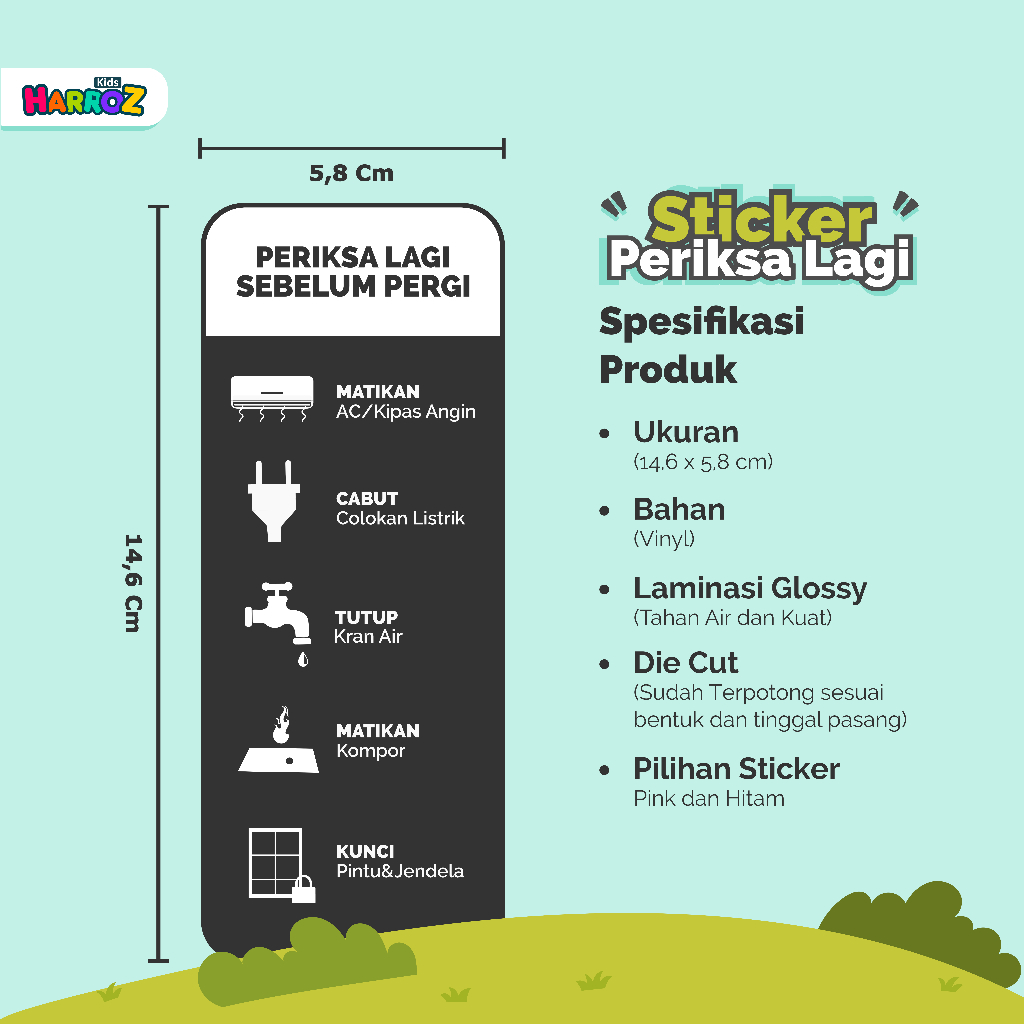 Jual Sticker Periksa Lagi Sebelum Pergi Dari Rumah (Listrik, Air, Pintu ...