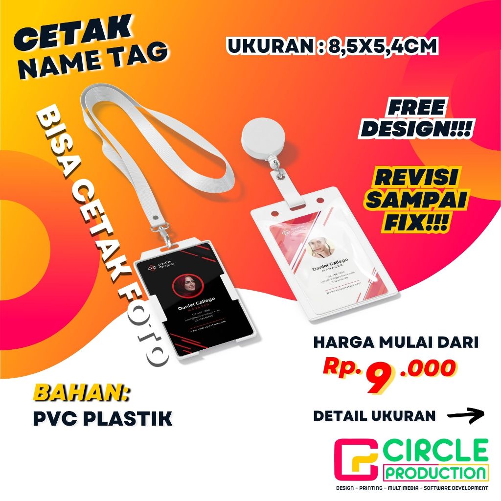 Jual CETAK NAME TAG MURAH | GRATIS DESIGN | BISA CETAK FOTO | BAHAN PVC ...