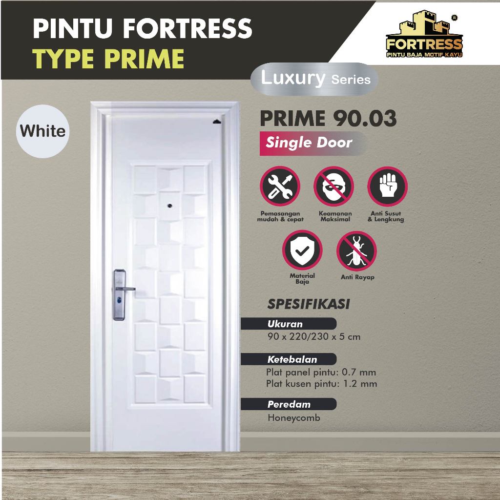 Jual PINTU BAJA FORTRESS PRIME 90.03 / PINTU FORTRESS 90 CM / PUTIH | Shopee Indonesia