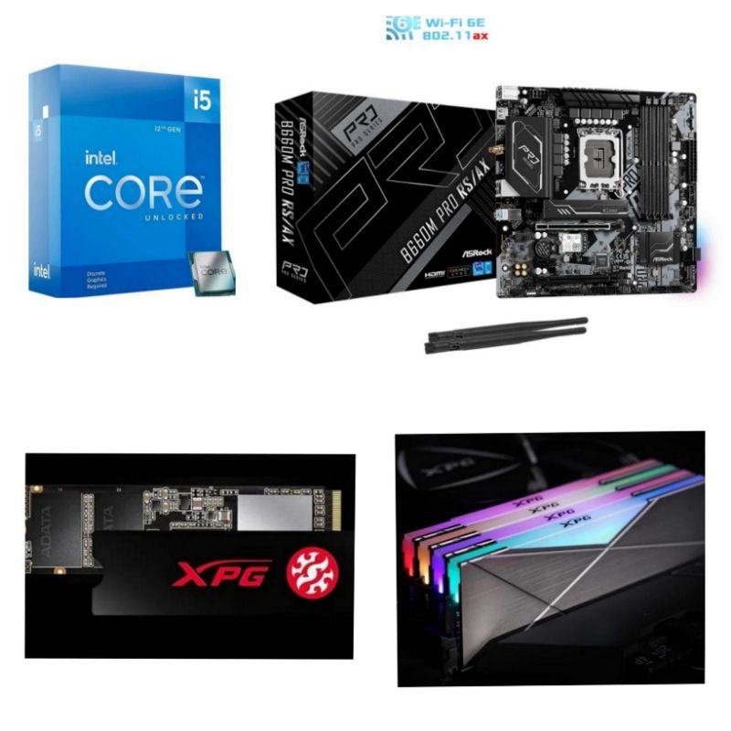 Jual Paket Processor Gaming Intel Core i5 12400F Box Gen 12 LGA 1700 DDR4 NVME B660 Wifi RGB ...