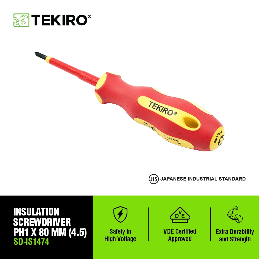 Jual TEKIRO OBENG LISTRIK PH1 X 80 MM (4.5) /OBENG LISTRIK / TOOLS ...