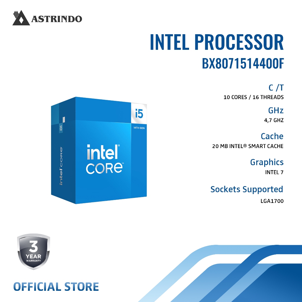 Jual Intel Processor Core i5-14400F 20M Cache, up to 4.70 GHz Box LGA ...