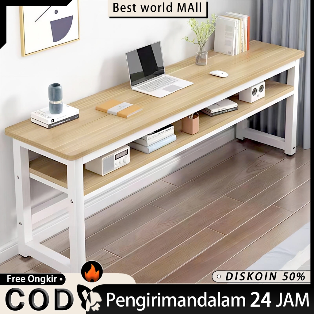 Jual BEST（Kayu Solid）Meja kantor 160cm Meja Cafe Meja Tamu Besi Meja ...