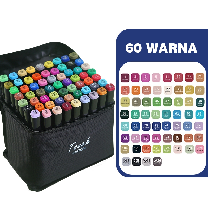Jual [READY] Aimilo Spidol Warna Warni 1 Set Sketch Marker 2 Tip Touch ...