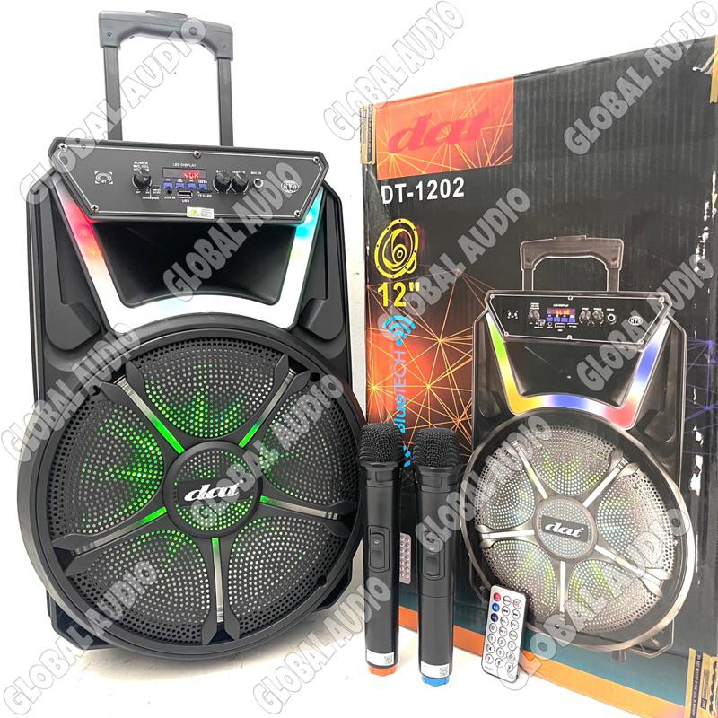 Jual Speaker Portable Wireless Dat DT-1202 Original 12 inch Bluetooth - USB Free 2Mic Wireless ...