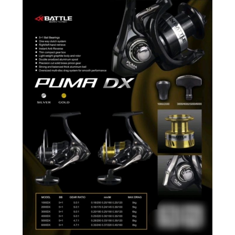 Jual Reel Battle Puma DX 1000 2000 3000 4000 5000 6000 DX | Shopee ...