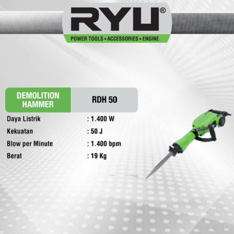 Jual RYU DEMOLITION HAMMER / BOR TEMBOK / MESIN BOBOK / RDH50 | Shopee ...