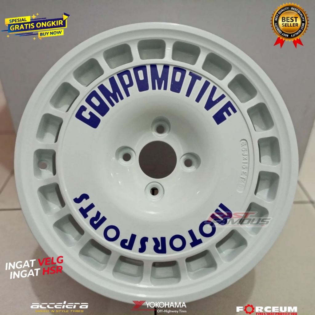 Jual velg compomotive r15 pcd 4x100 lebar 6,5 rata bisa untuk brio ...