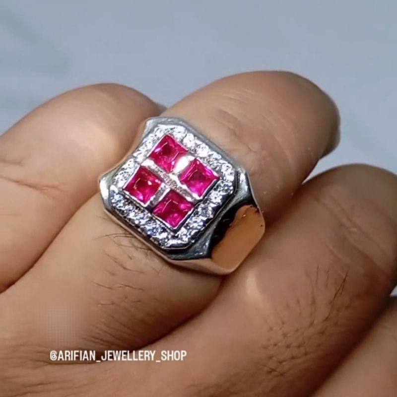 Jual Cincin Stempel Merah Siyem Ring Perak 925 Kombinasi Emas | Shopee ...