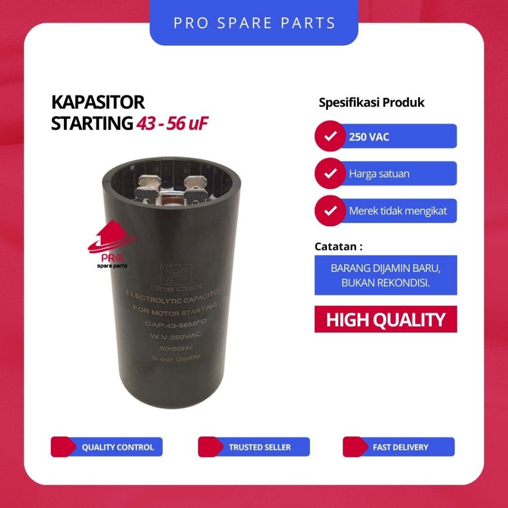 Jual Kapasitor Starting 43-56 uf 250V - Sparepart Capacitor Starting AC ...