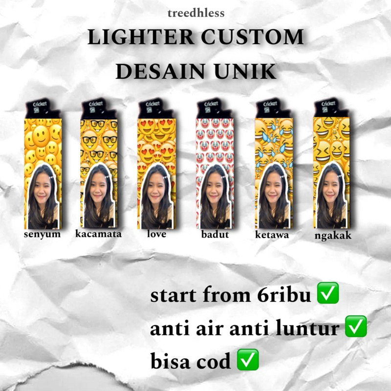 Jual korek custom Cricket Bara Emoji Lucu / lighter custom cricket ...