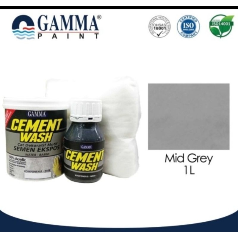 Jual Cement Wash Kit(1ltr & 300ml)-Cat Motif cement Ekspos-Mid Grey ...