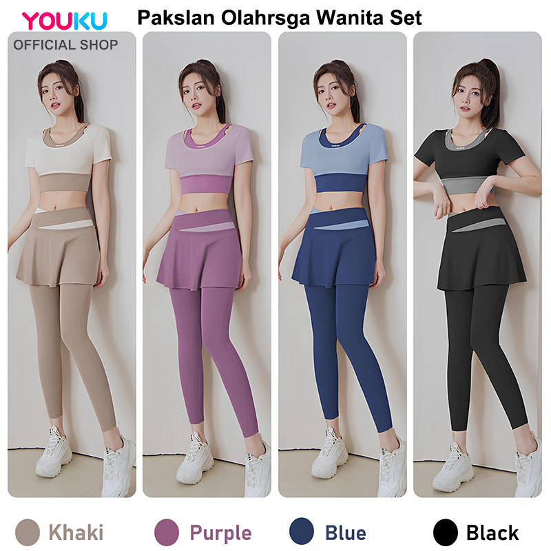 Jual set pakaian olahraga wanita set T-Shirt dan Rok set rok olahraga wanita sport set legging ...