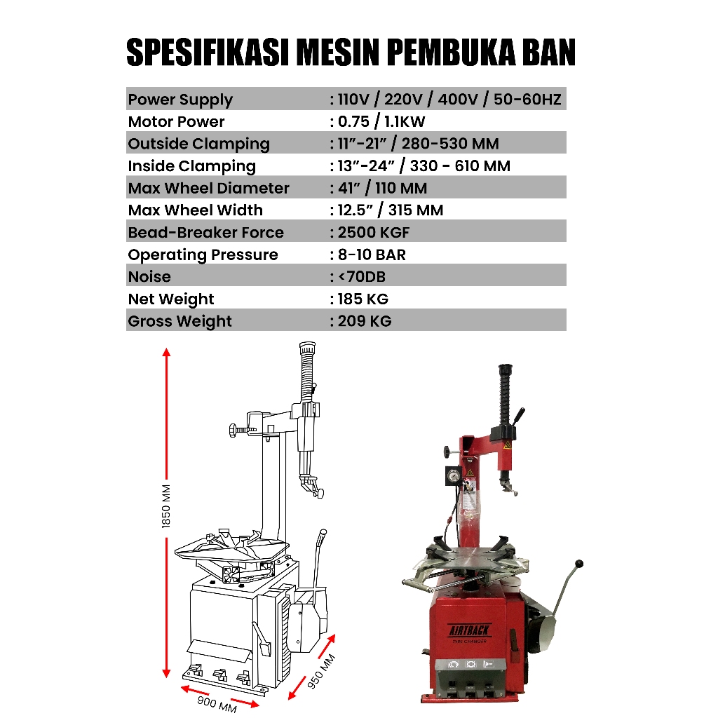 Jual Mesin Pembuka Ban Mobil Motor Airtrack Ring 20 - 24 / Tyre Changer | Shopee Indonesia