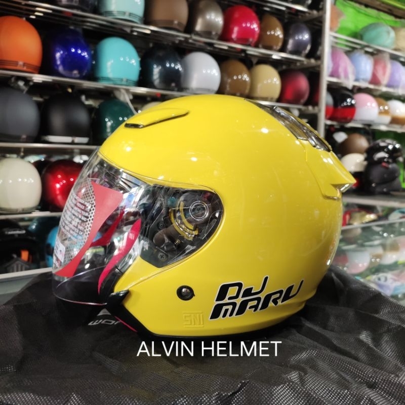 Jual Helm Half Face KYT Djmaru solid Lemon Yellow / KYT Dj maru polos ...