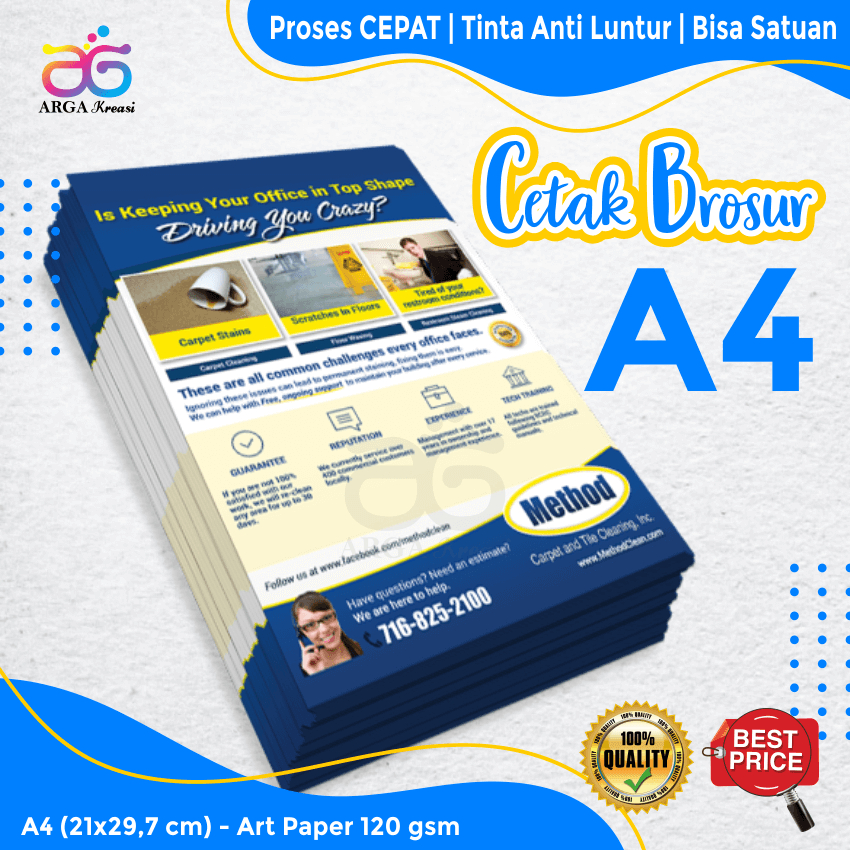 Jual Cetak Brosur A4 Murah Custom 1 Sisi / 2 Sisi Art Paper 120 gsm Bisa Lipat 3, Satuan atau ...