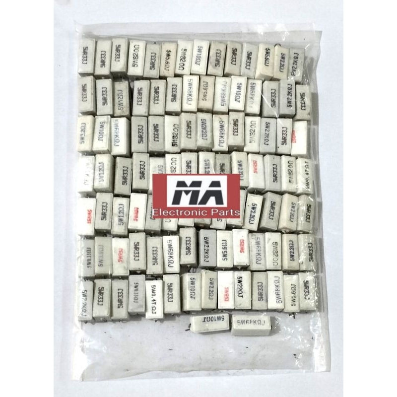 Jual Resistor Kapur 5 Watt (Ukuran nilai random isi 100pcs) | Shopee Indonesia
