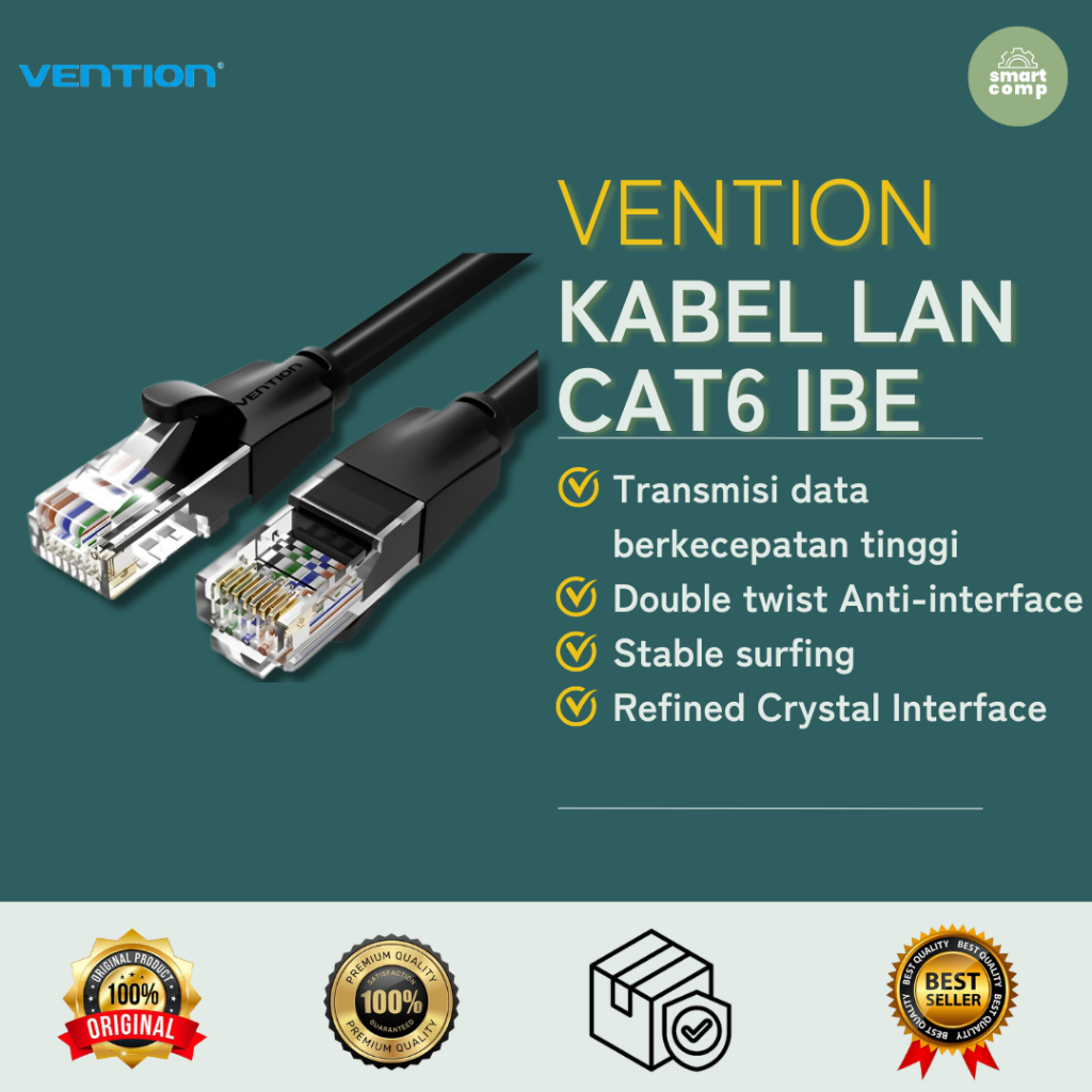 Jual Vention Kabel Lan Cat6 RJ45 UTP Gigabit IBE 15M / 20M / 30M / 35M / 40M | Shopee Indonesia